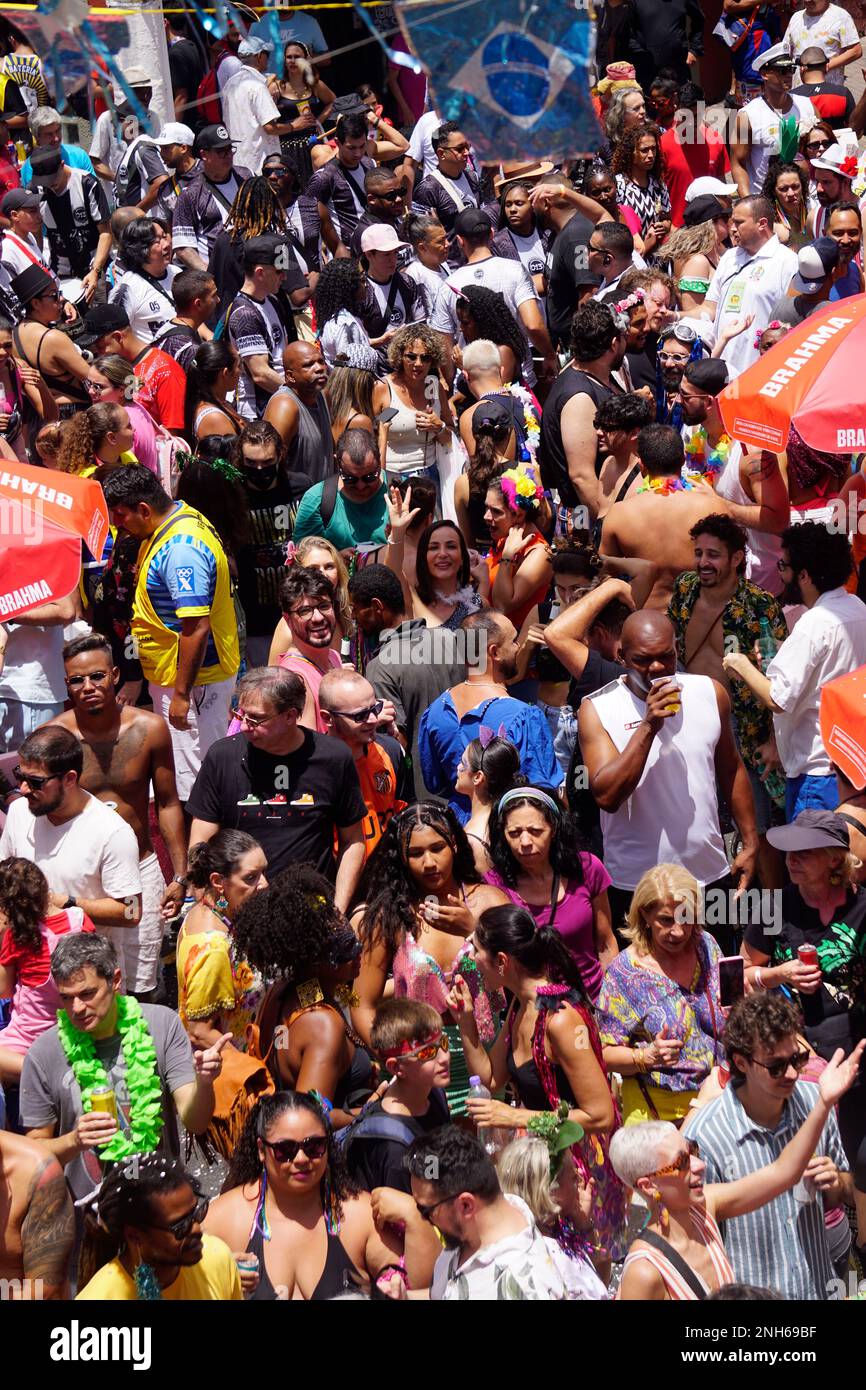 Revelers dancing during the annual street block party know as ''Bloco ...