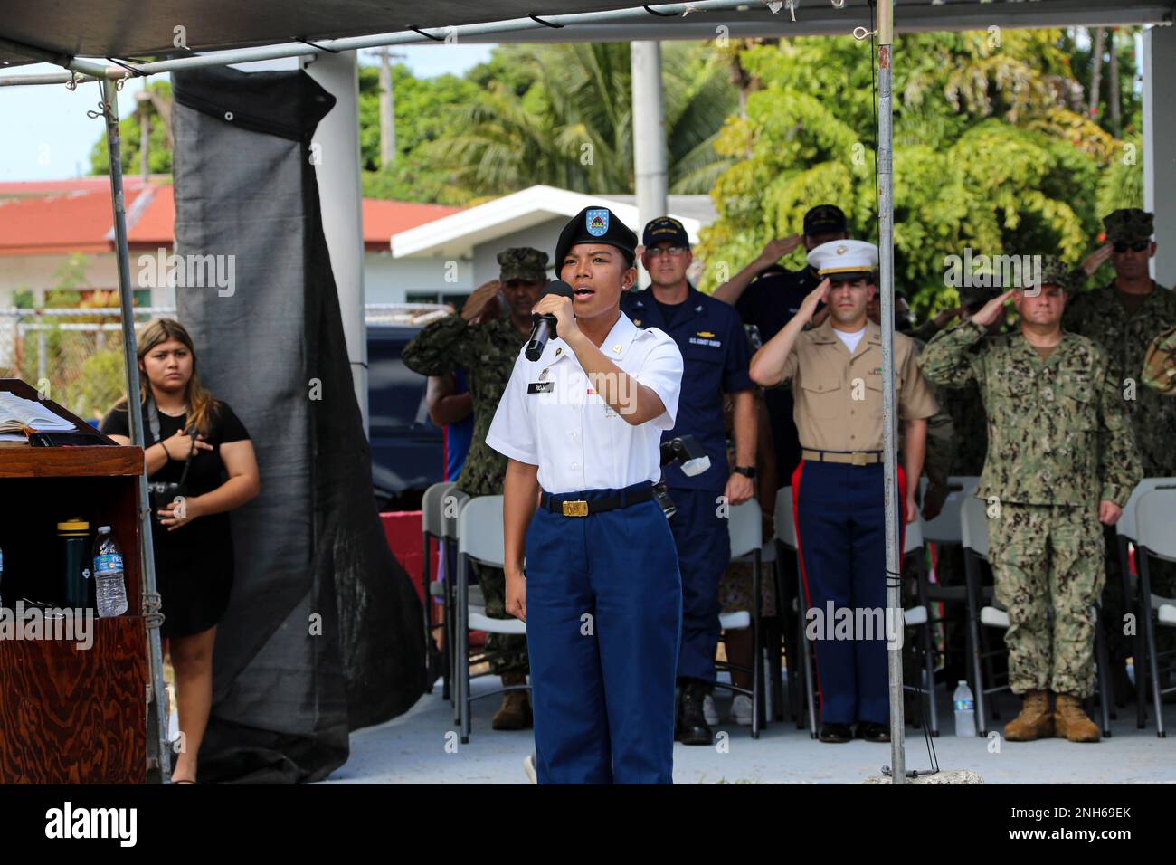 Guam Army National Guard Spc. Fantaysha Rioja, a musician with the Guam ...