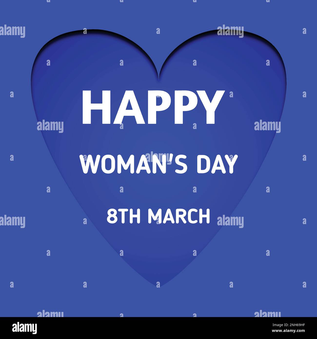 Happy Women's Day 8th March card with heart on blue background. Vector ...