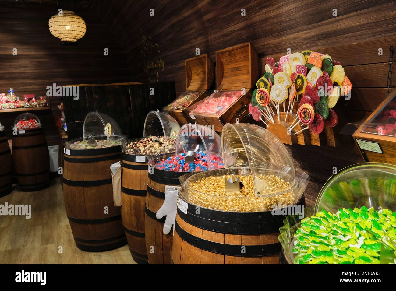 colorful gummy candies jelly, caramel sweets chocolates sold in store ...