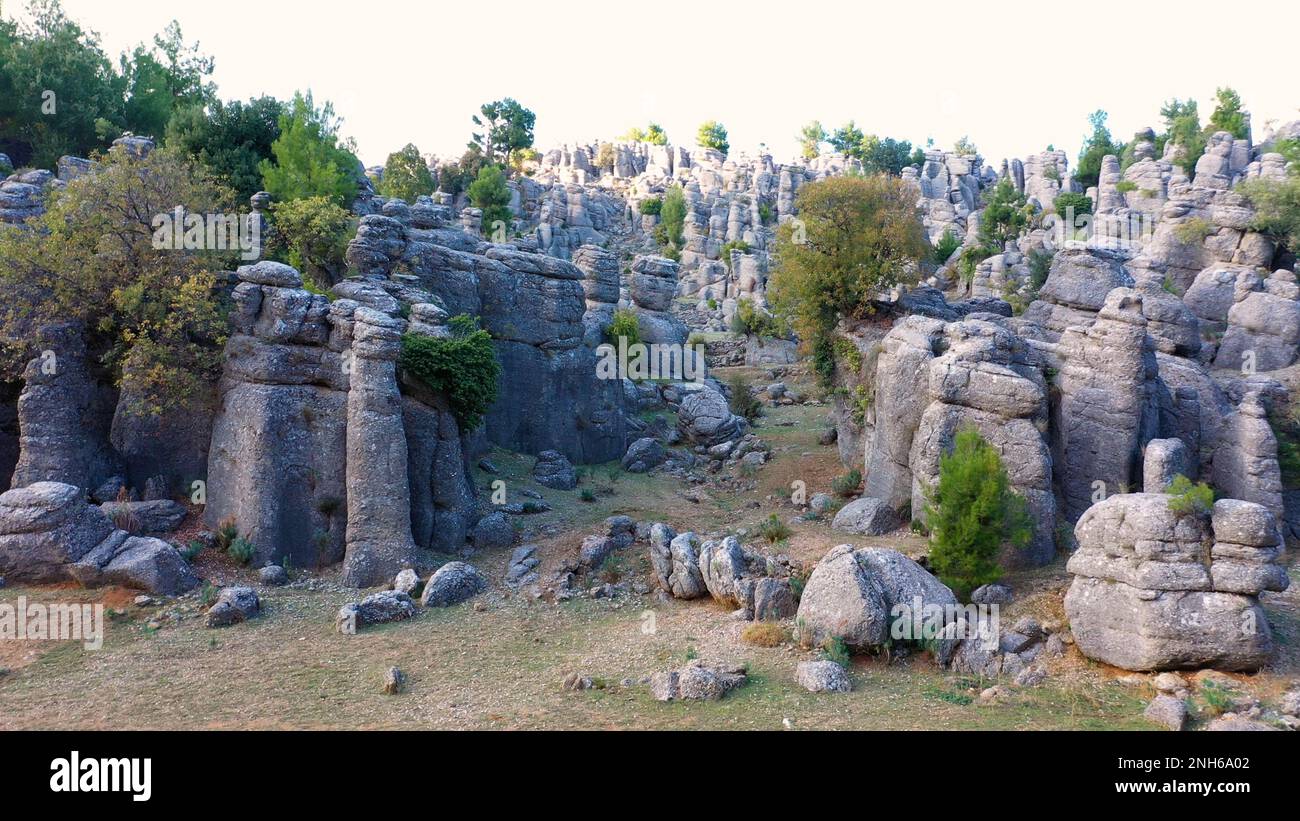 Stunning nature landscape with beautiful rock formations and evergreen ...