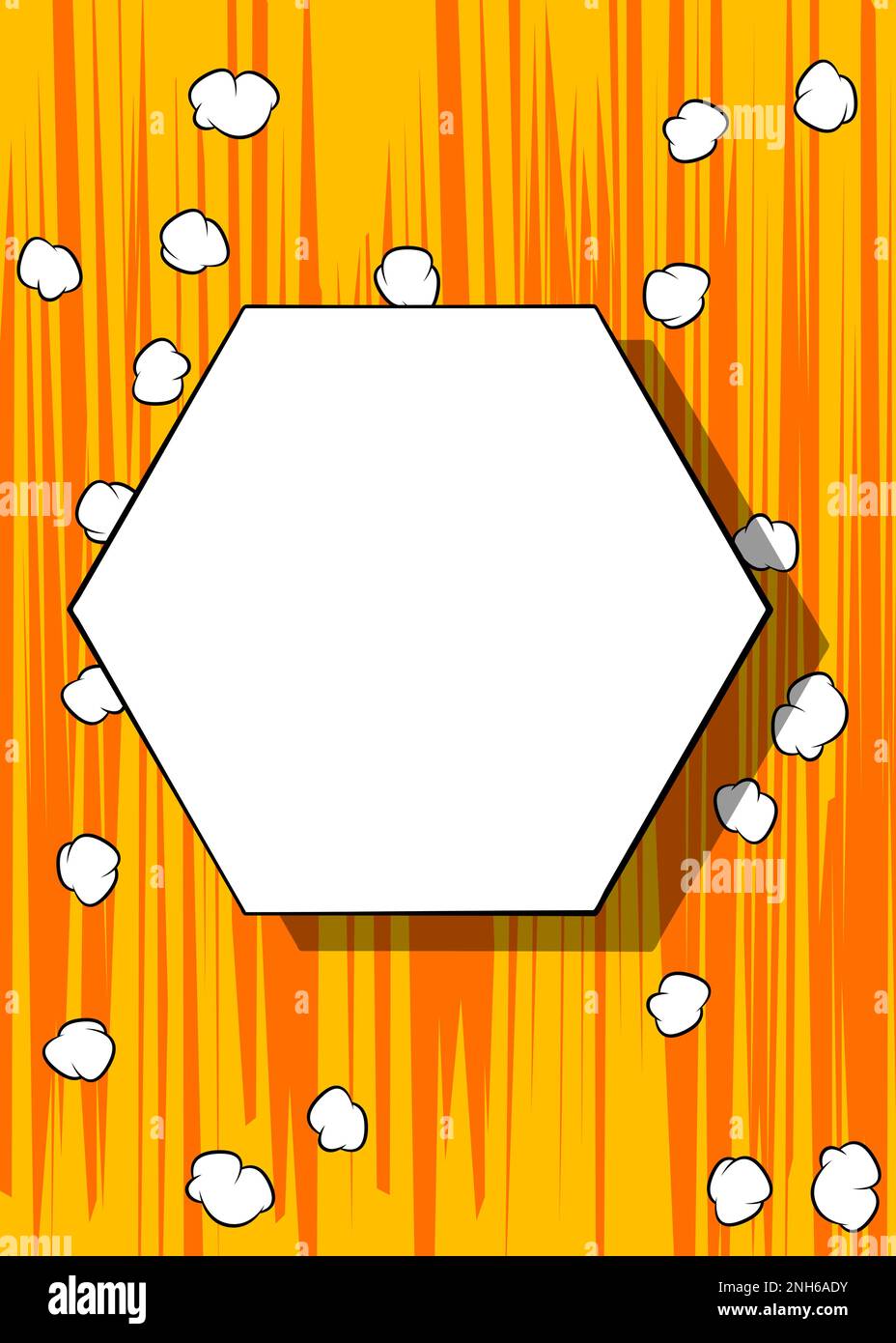 Yellow Comic Book Background with blank Hexagonal shape. Abstract Pop ...