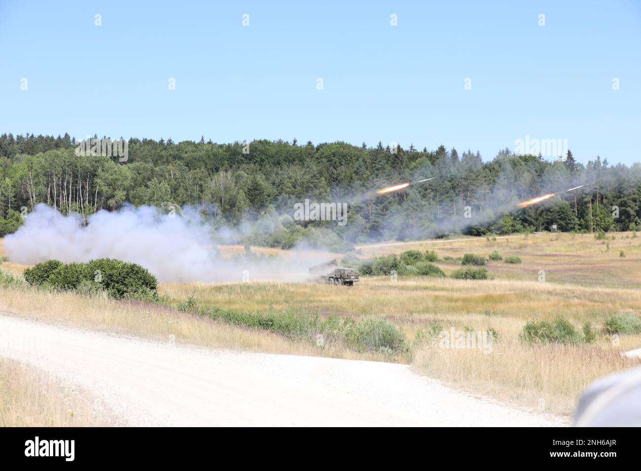 Slovak Soldiers fire rockets from their RM-70 Multiple Rocket Launchers ...