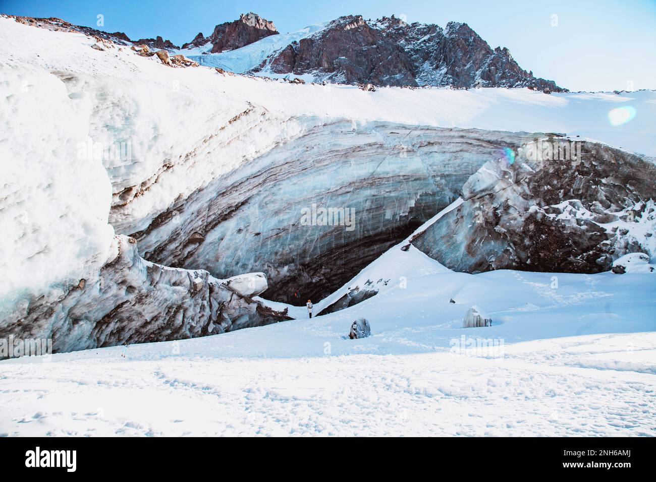 Beautiful ice cave in glacier. Winter mountain landscape Stock Photo ...