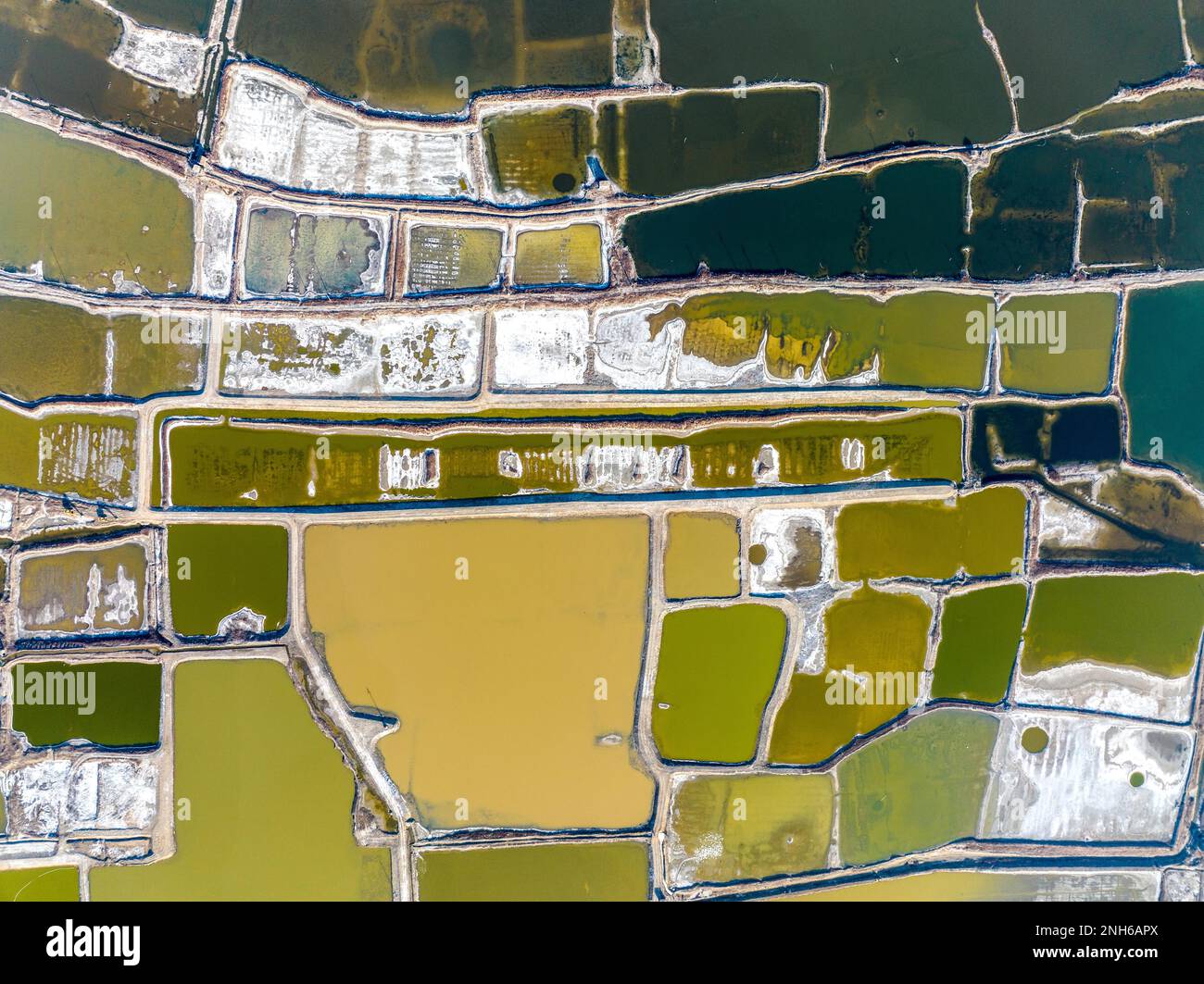 Aerial photo shows the colorful salt lake in Yuncheng City, north China ...