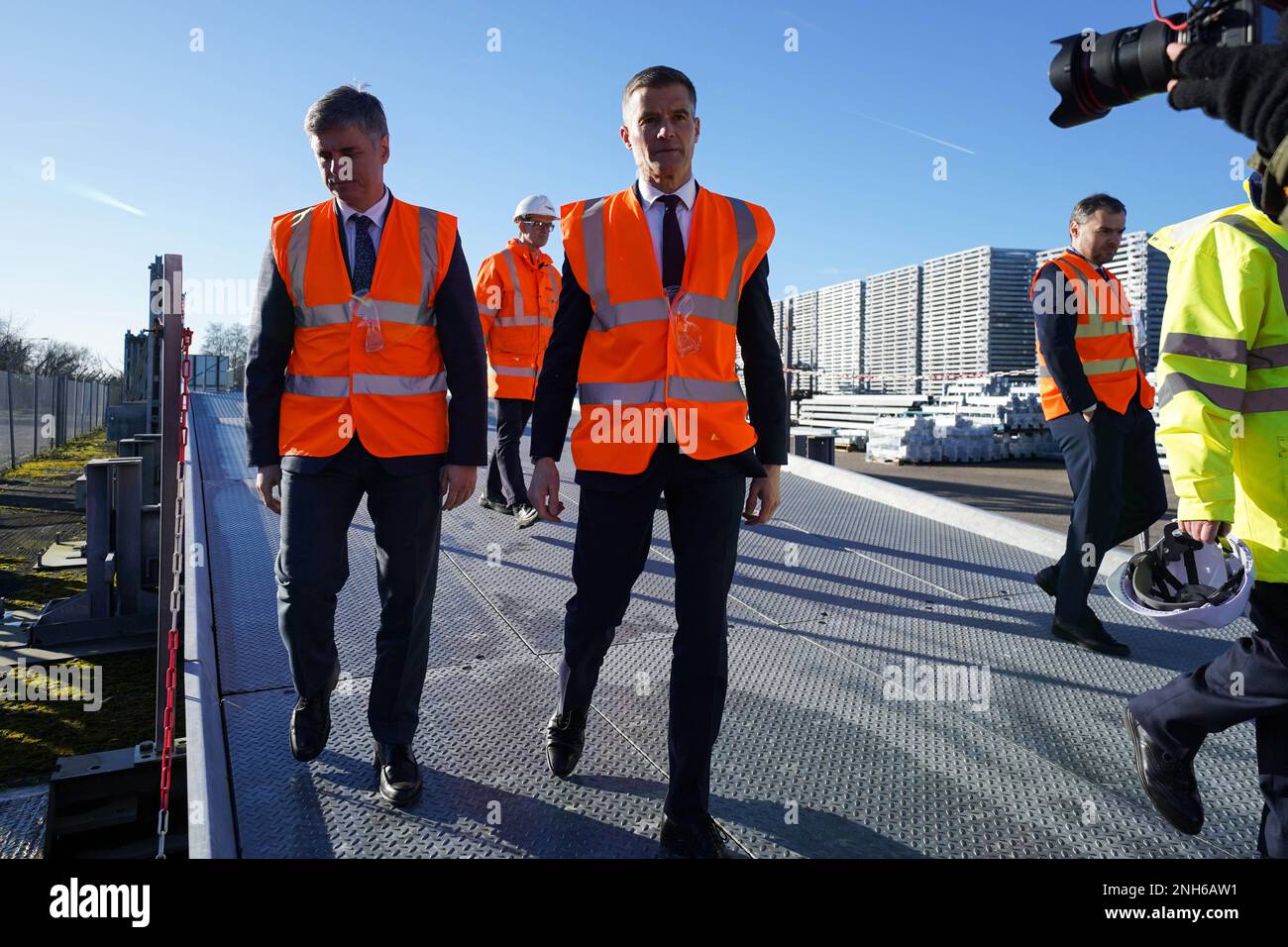 Transport Secretary Mark Harper (centre) and Vadym Prystaiko, Ukraine ...