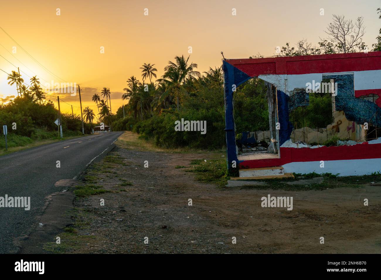 Beautiful sunset over sone landmark in pozuelo Guayama Puerto Rico ...