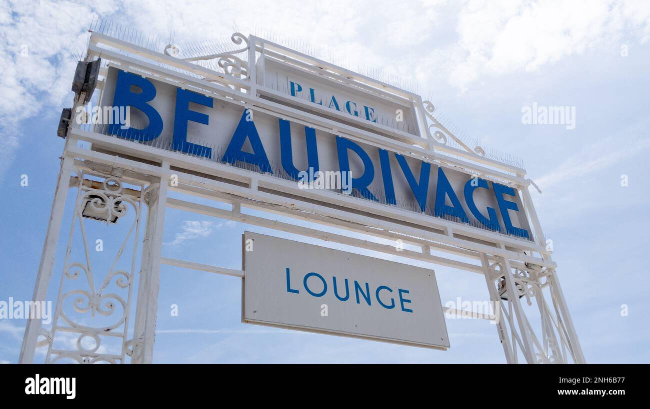 nice , paca France - 09 02 2023 : plage beau rivage lounge text brand ...