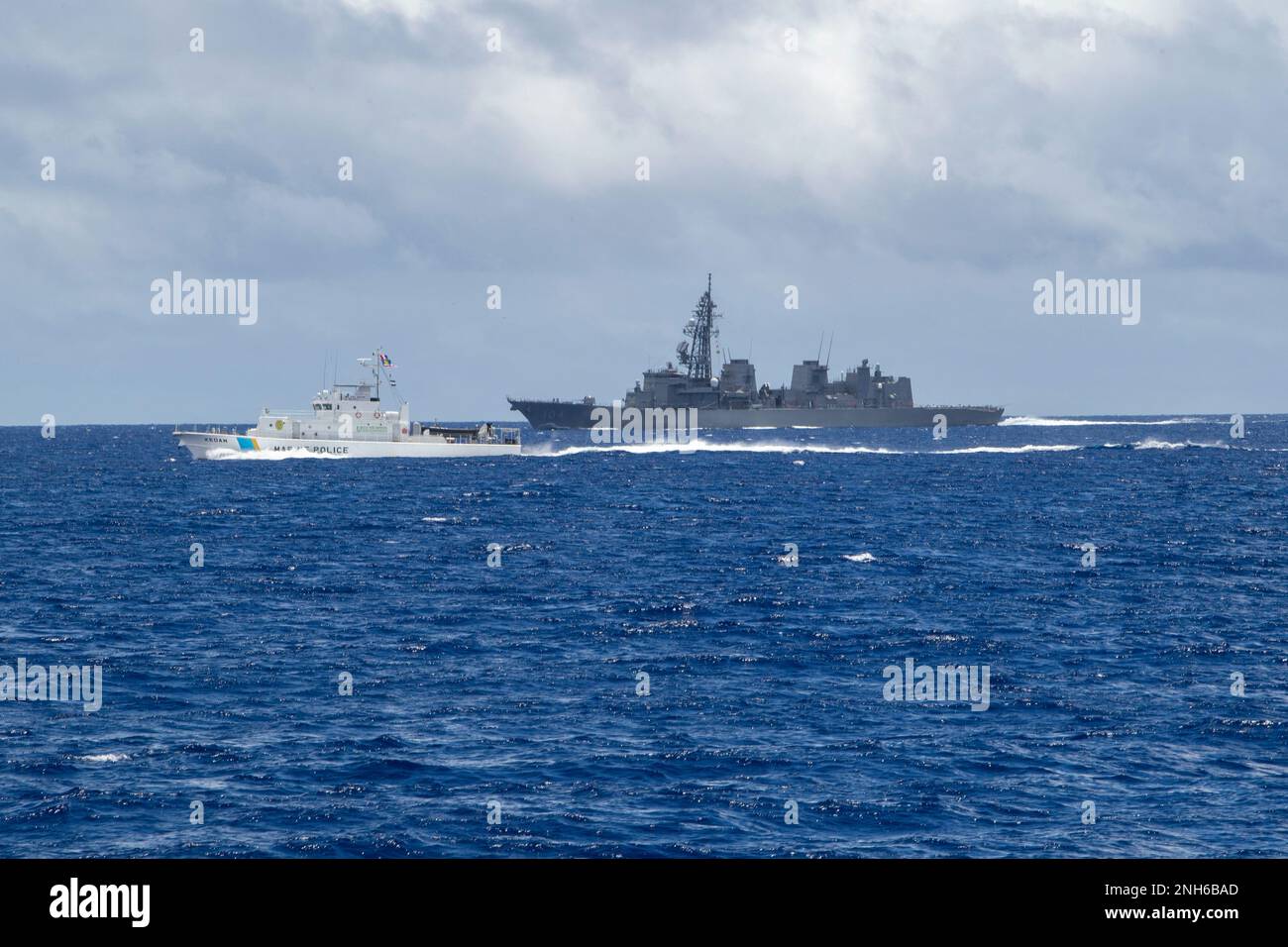 PACIFIC OCEAN (July 19, 2022) – Palau Patrol Ship PPS Kedam, front, and ...