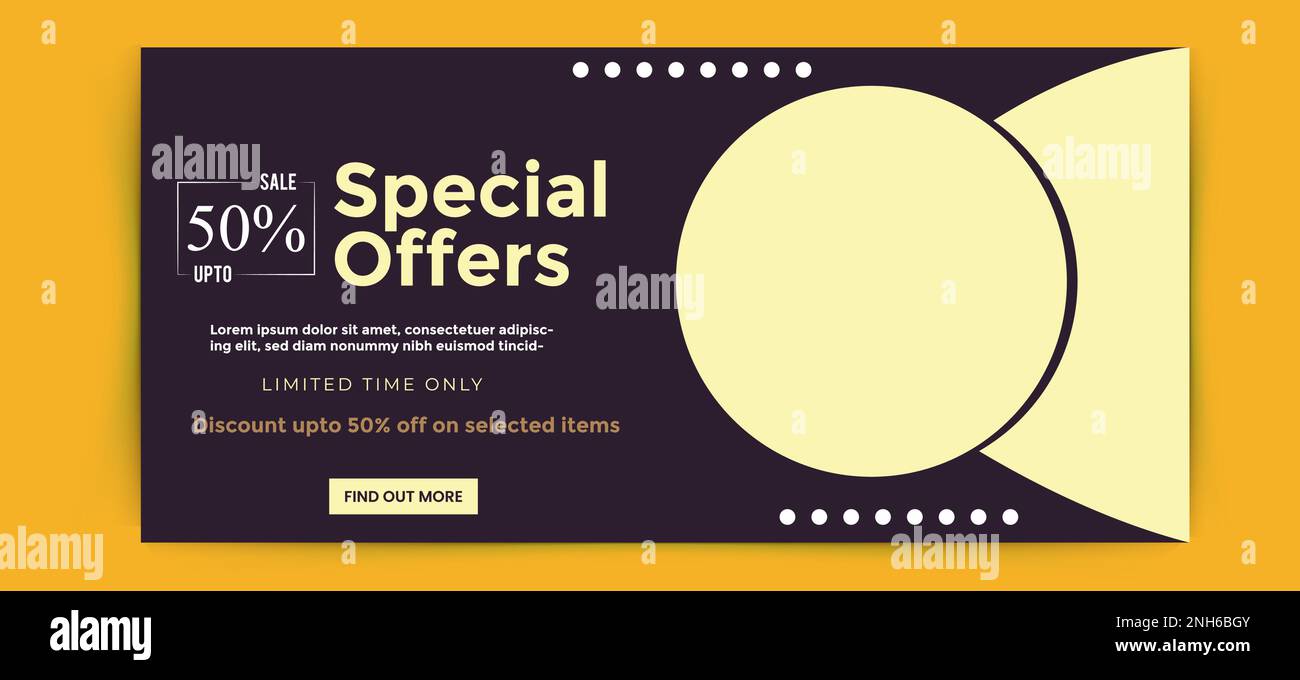 Online sale offer cover web banner template design with photo place ...