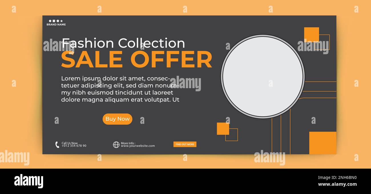 Online sale offer cover web banner template design with photo place ...