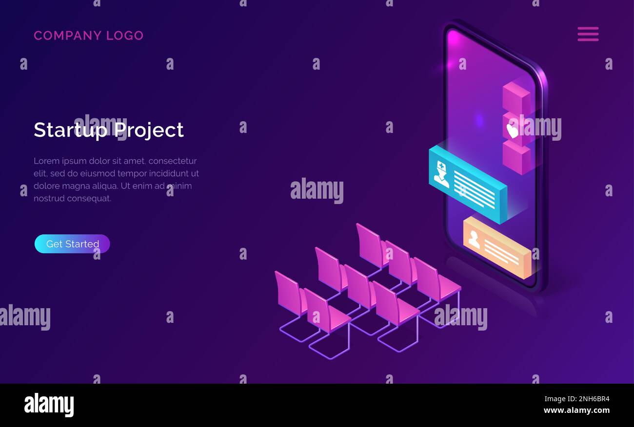 Online medicine start up presentation isometric concept vector ...