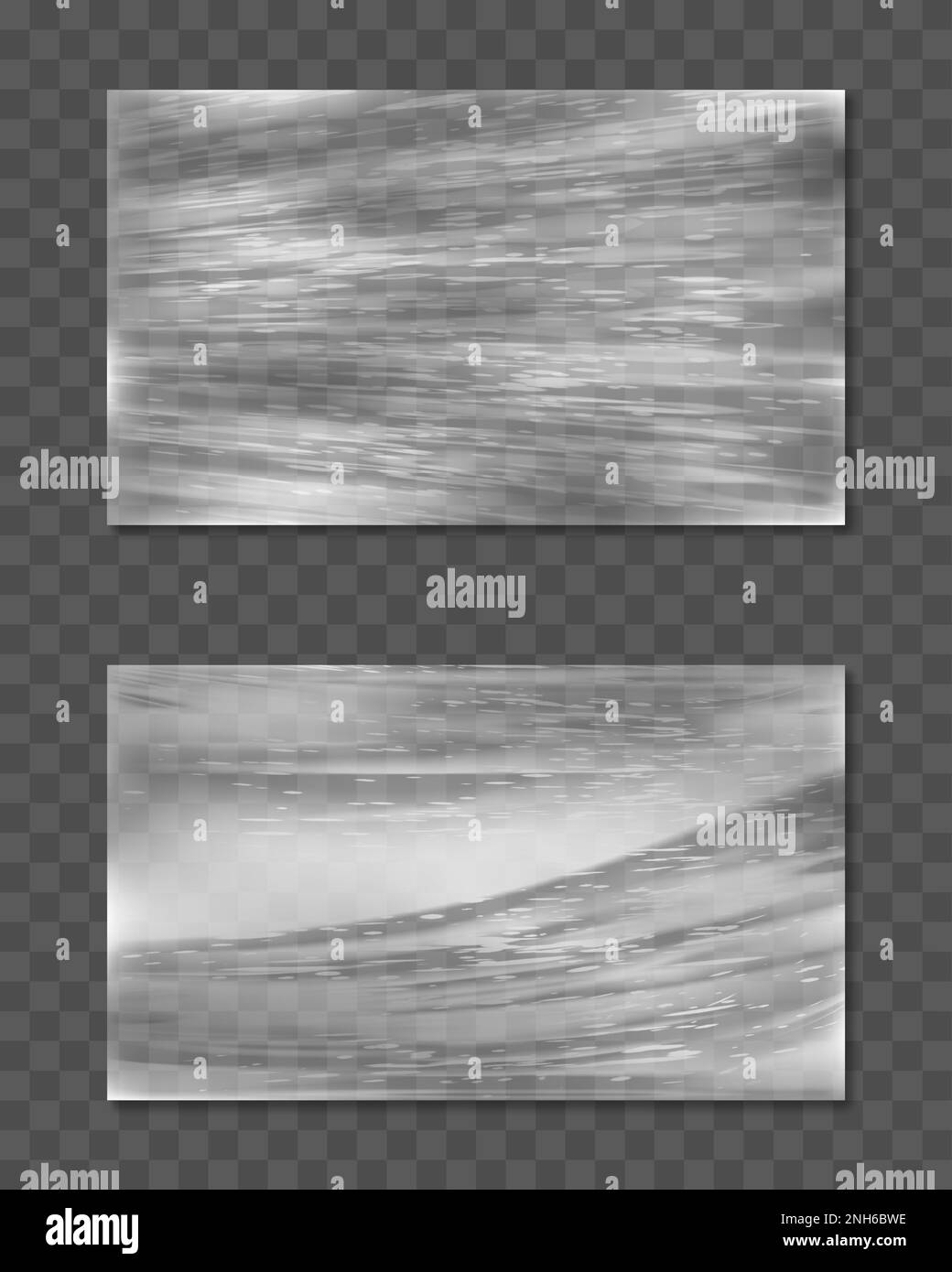 Stretched cellophane banner, realistic crumpled or folded texture ...