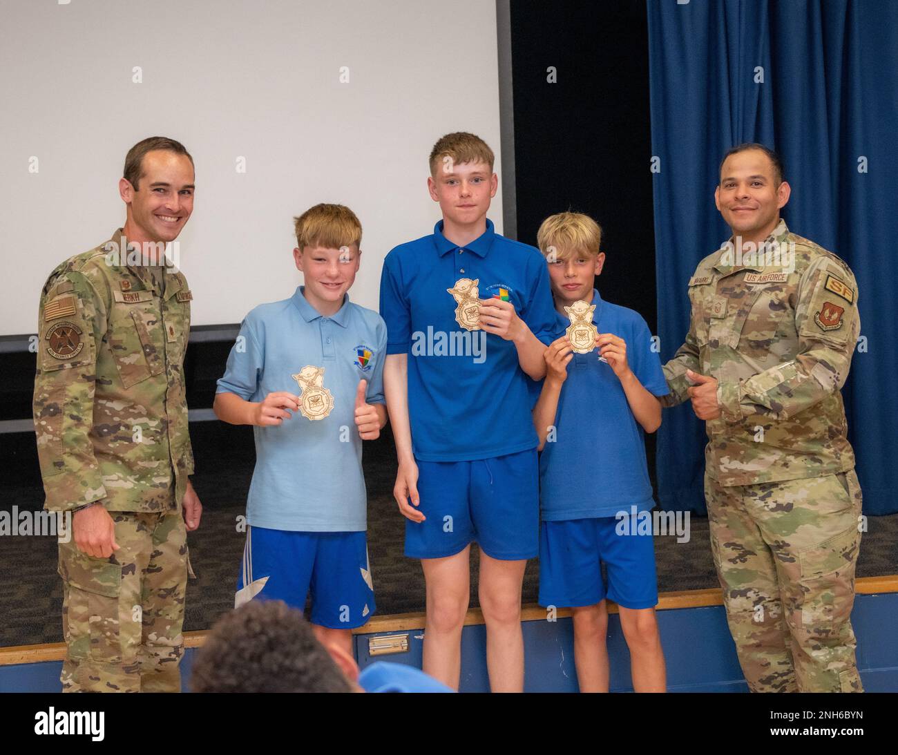 U.S. Air Force Maj. Daniel Merkh, 423d Security Forces Squadron commander, and U.S. Air Force ...