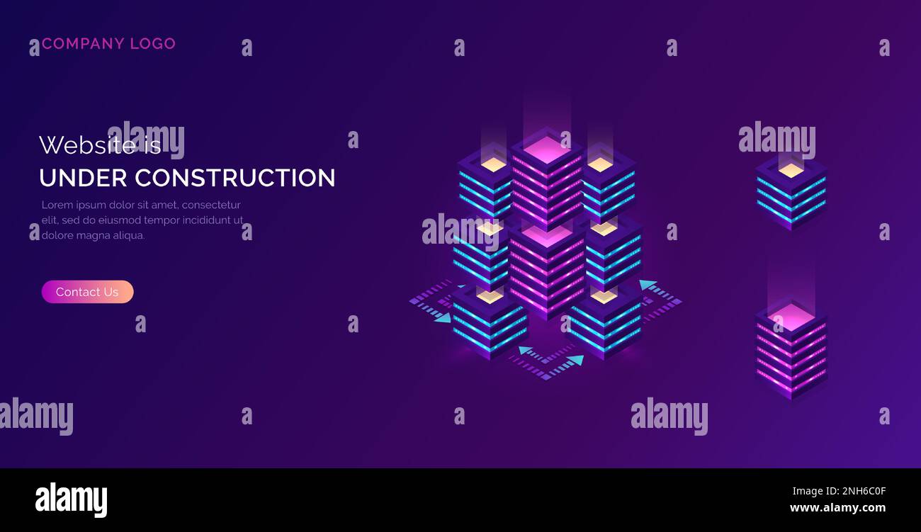 Website under construction, maintenance work or error page isometric ...