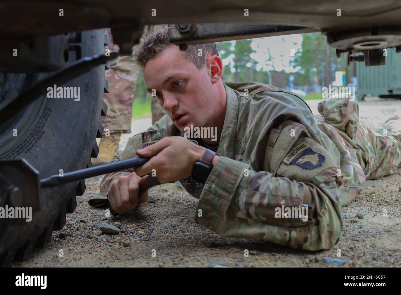 U.S. Army cannon crewmember Spc. Colin Grebner, assigned to Bravo ...