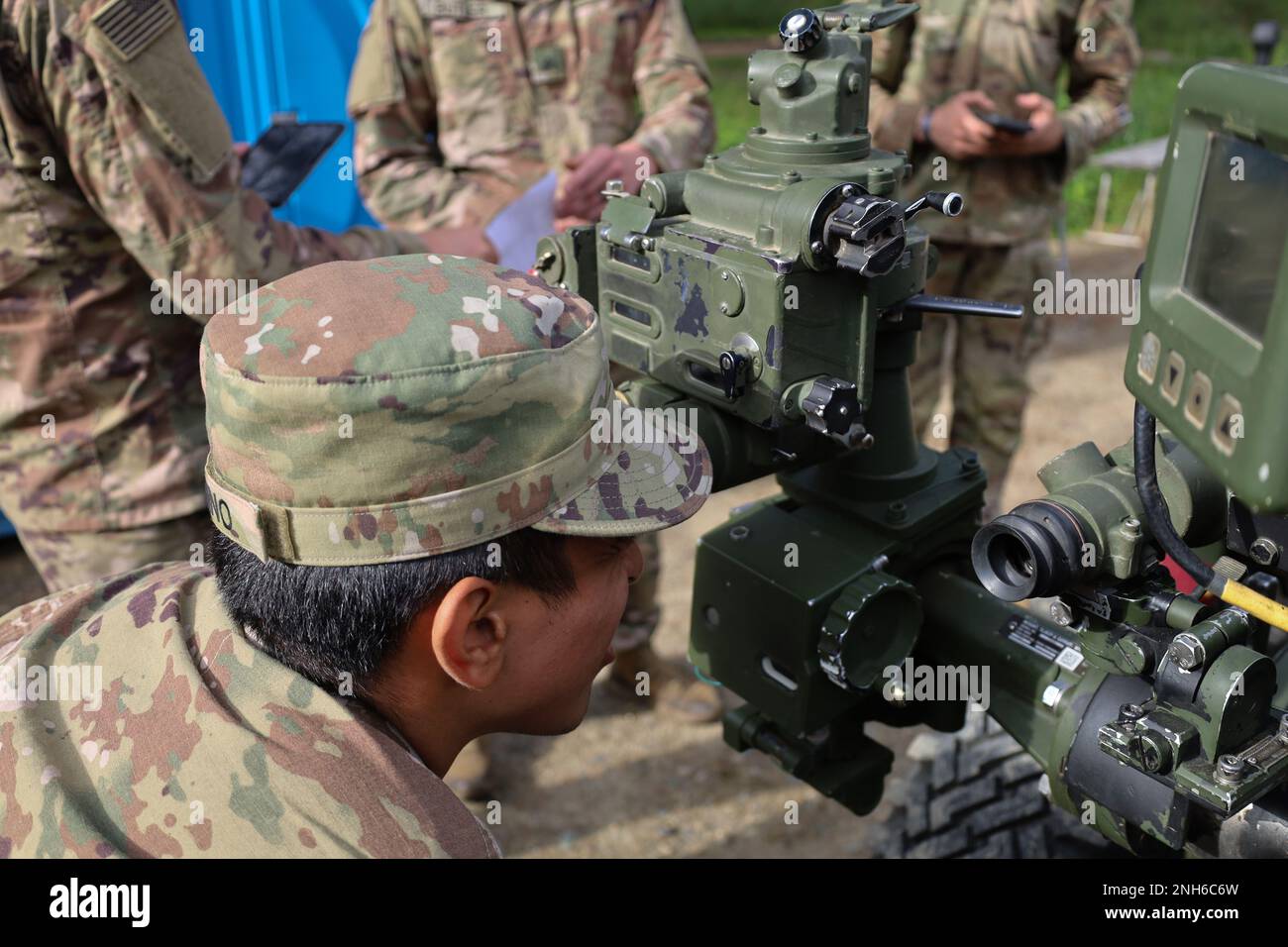 U.S. Army Spc. Abraham Merino, assigned to Bravo Battery, 1st Battalion, 320th Field Artillery ...