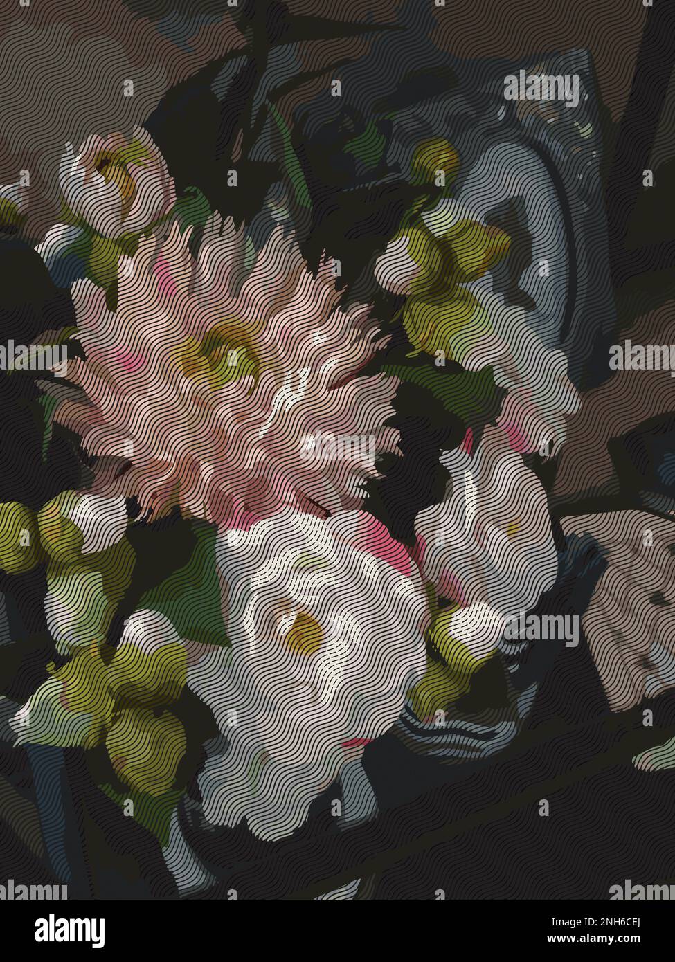 Watercolor 3D realistic romantic flowers bouquet composition peony ...