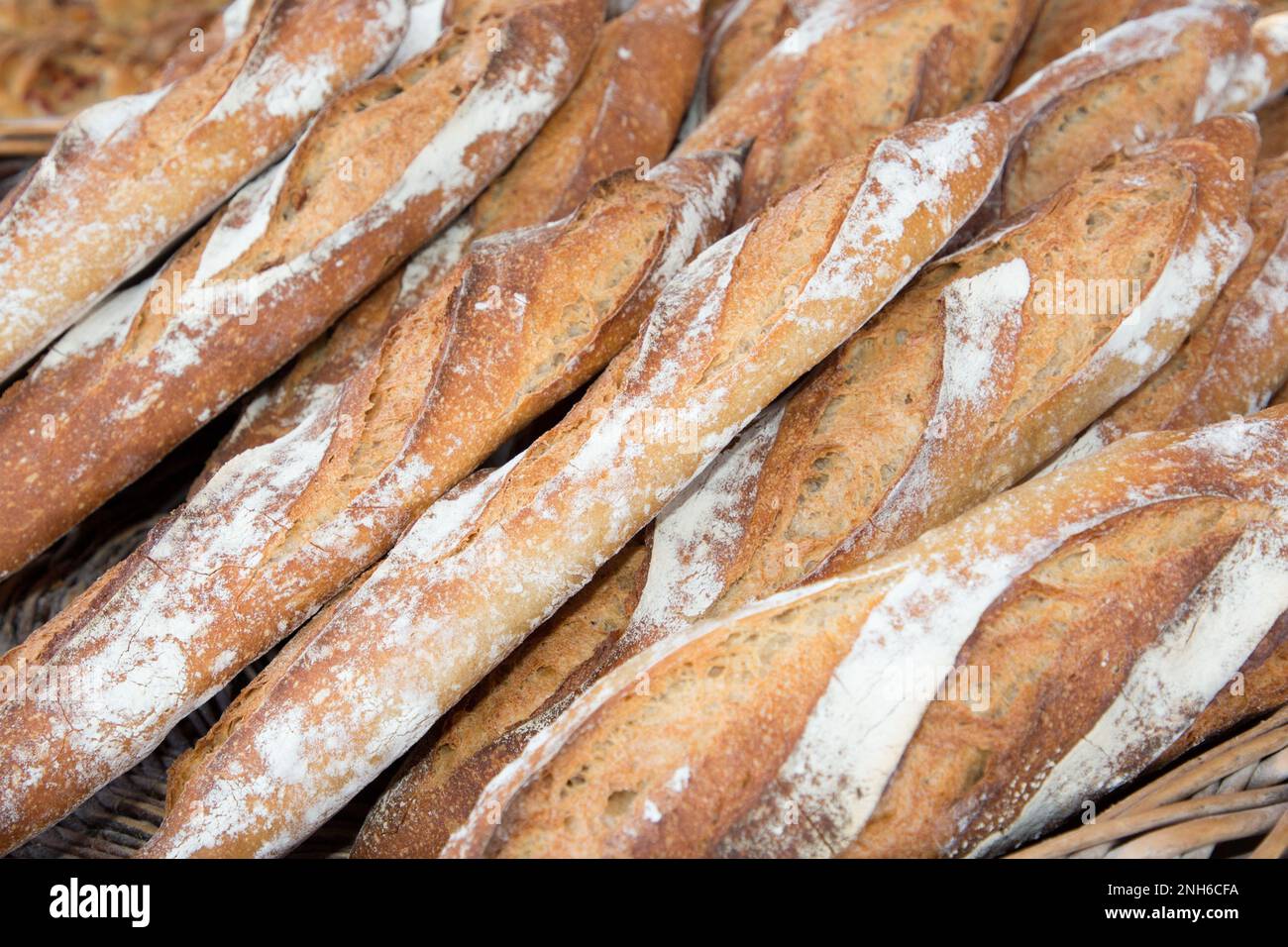 Tasty Crusty Baguettes Background Bread Stock Photo - Alamy