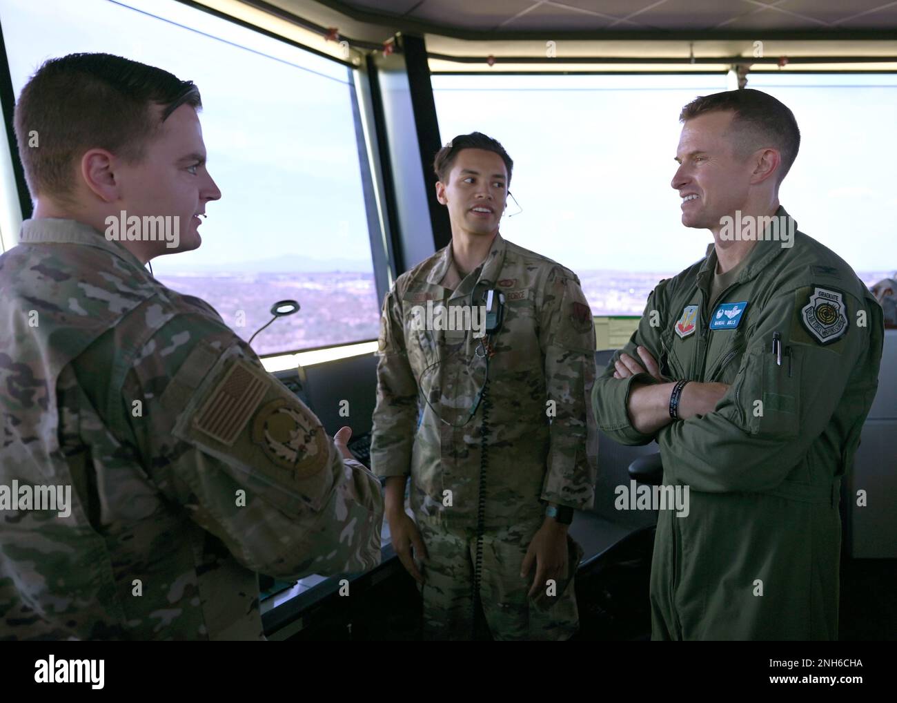 U.S. Air Force Col. Scott Mills, 355th Wing commander, visits the air ...