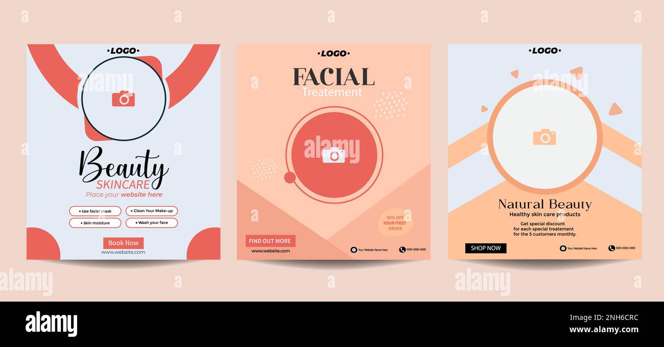 Beauty and Skincare social media template posts for beauty, spa, salon ...