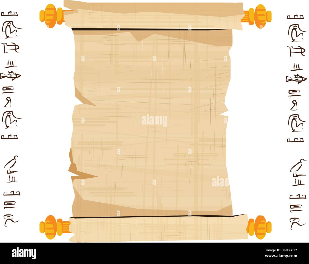 Ancient Egypt papyrus scroll with wooden rods cartoon vector ...
