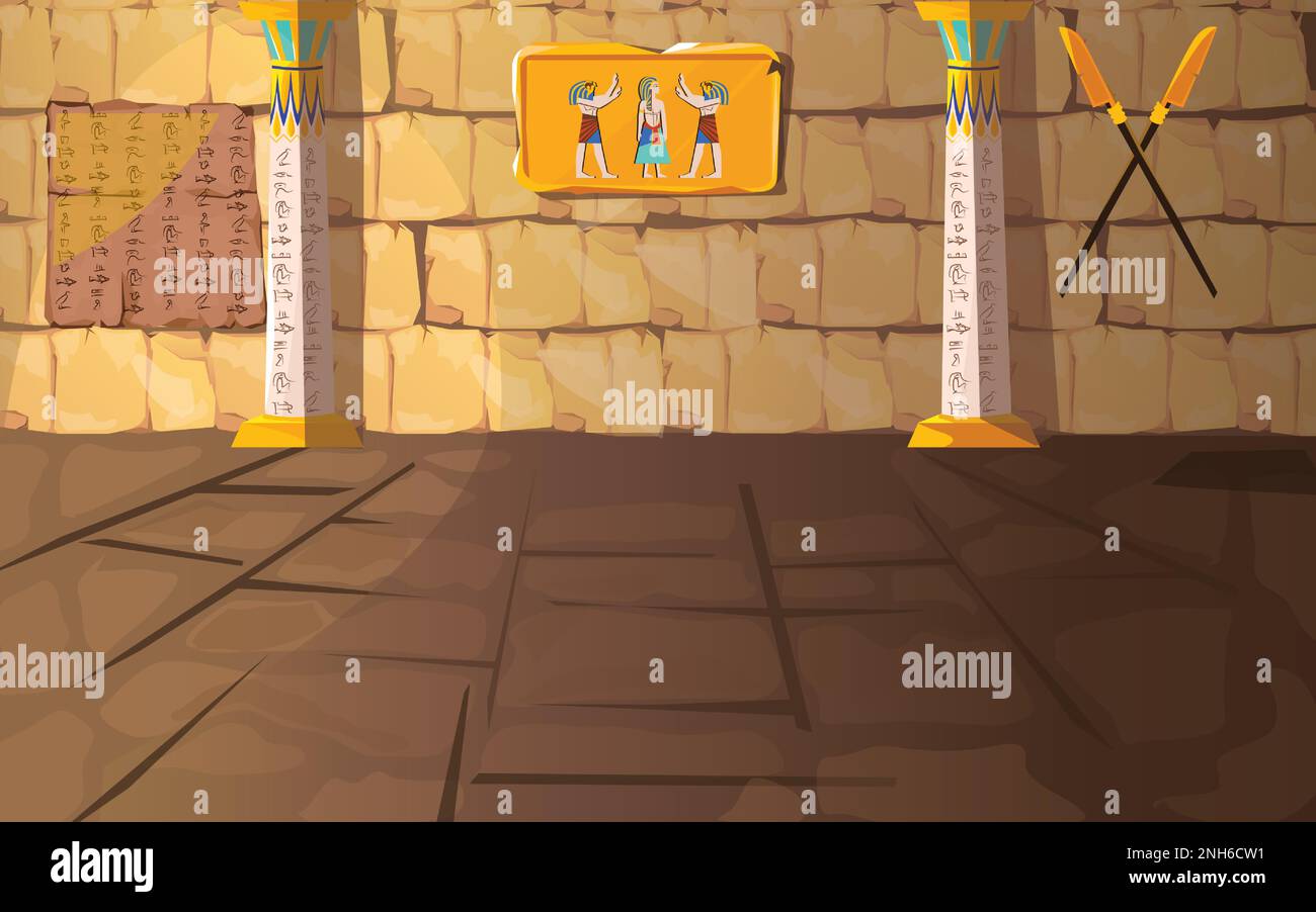 Ancient Egypt pharaoh tomb or temple room cartoon vector illustration ...