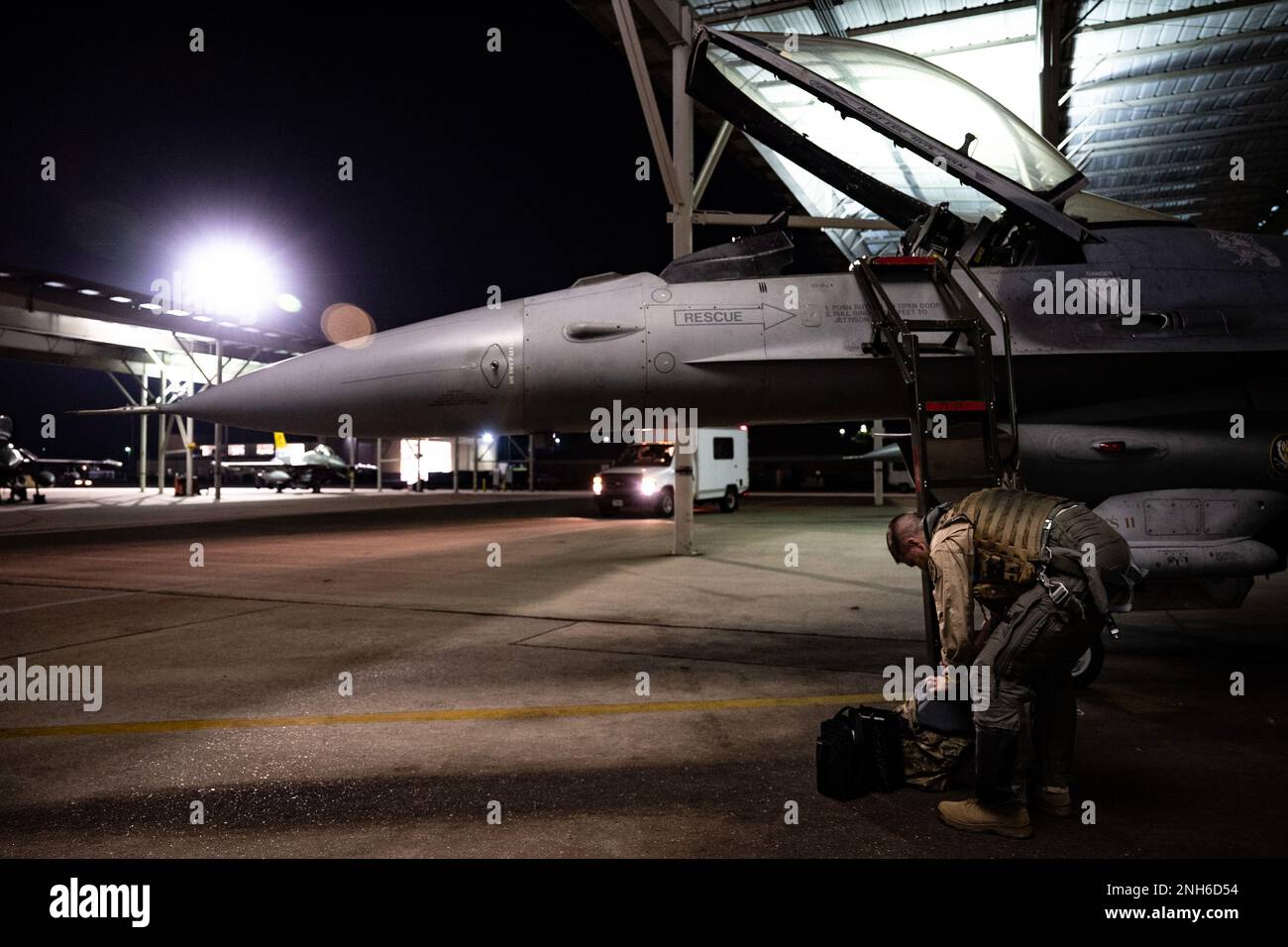 A U.S. Air Force pilot assigned to the 79th Fighter Squadron prepares ...
