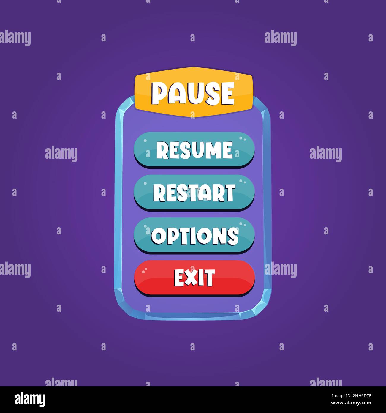 Pause, resume, restart exit options. UI kit collection buttons for ... Pause, resume, restart exit options. UI kit collection buttons for ...