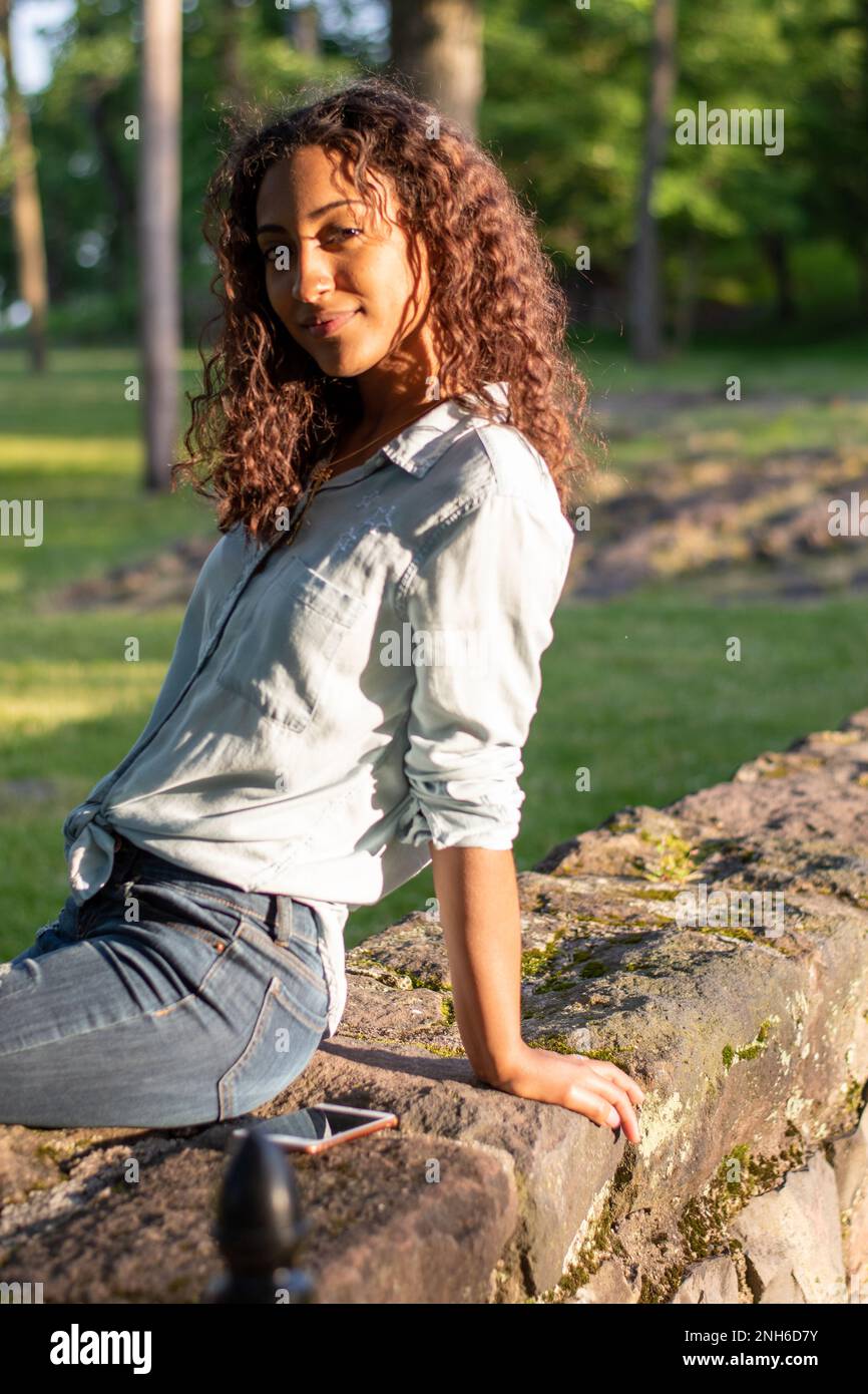 Beautiful Afro Latina woman portraits Stock Photo - Alamy
