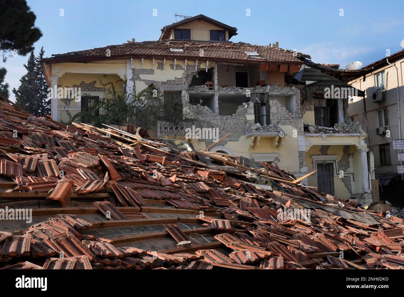 A view of a heritage building that destroyed during the devastated ...