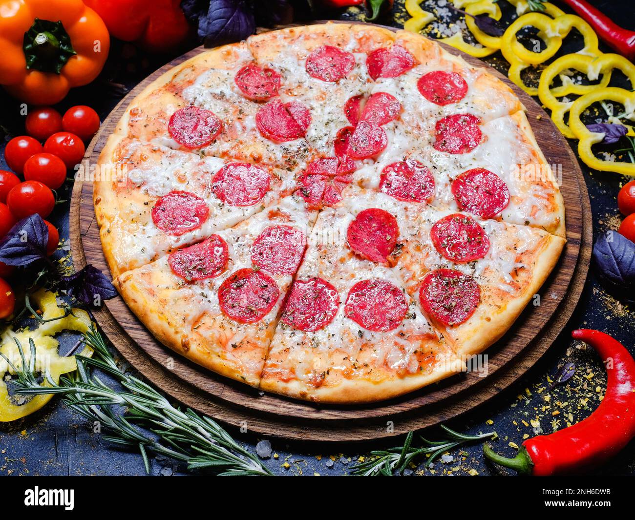 traditional italian food pizza pepperoni Stock Photo - Alamy