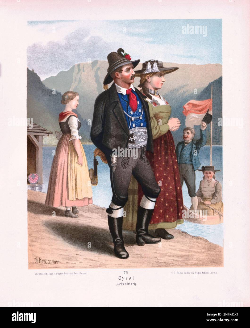 German folk costume. Tyrol (historical region in the Alps - in Northern ...