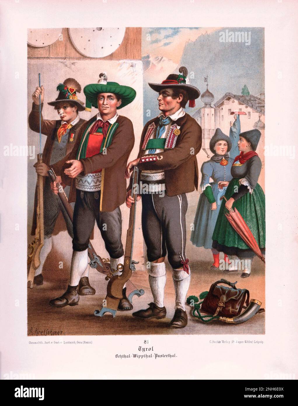 German folk costume. Tyrol (historical region in the Alps - in Northern ...