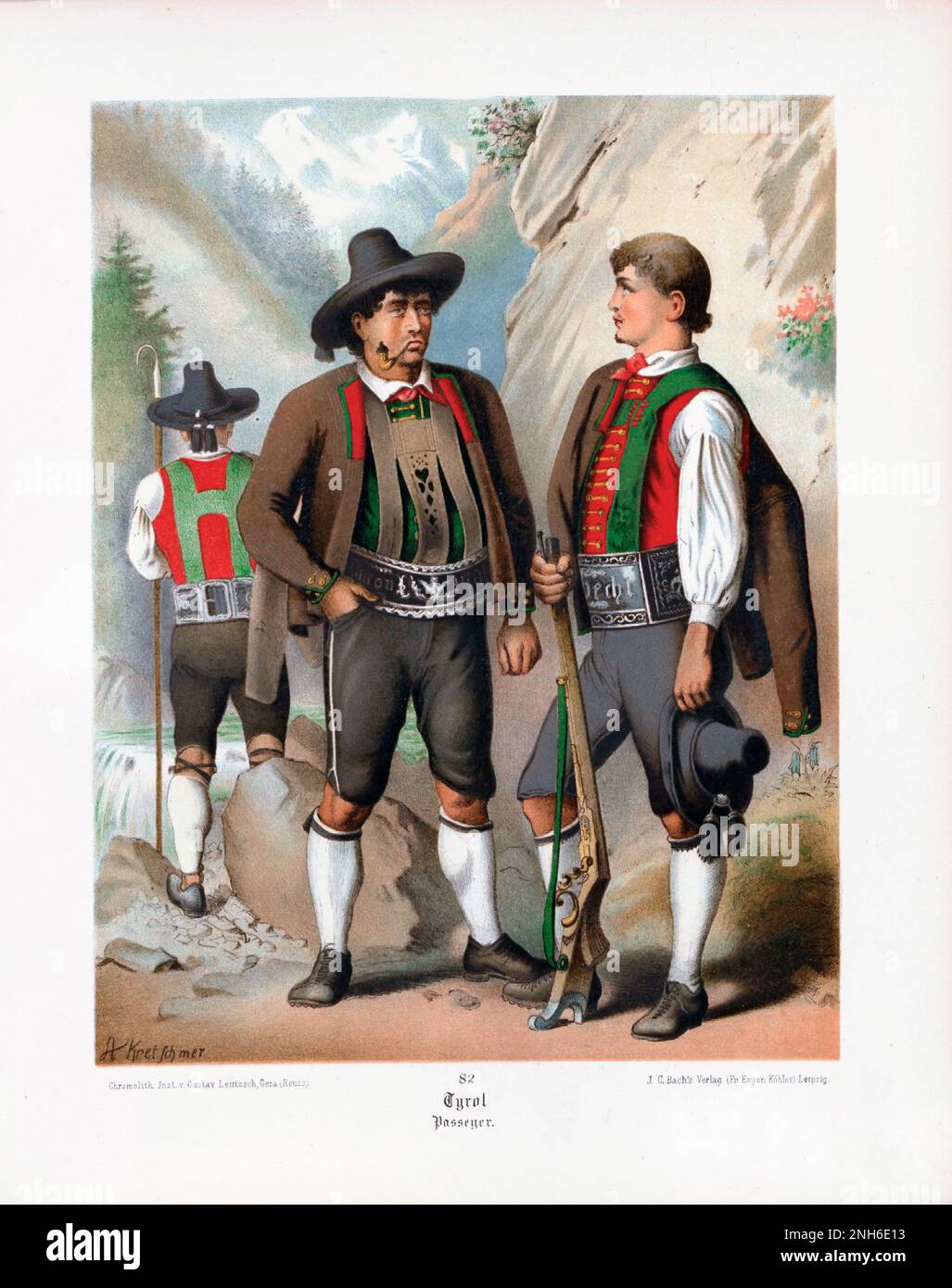 German folk costume. Tyrol (historical region in the Alps - in Northern ...