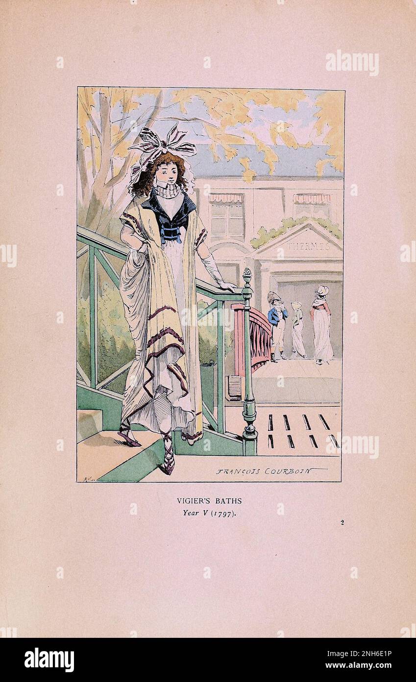Vintage fashion in Paris. Vigier's Baths. 1797. The various phases of feminine taste and ...