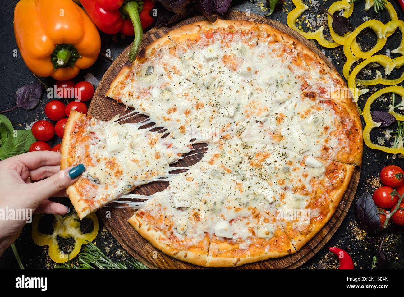 national italian meal pizza slice melted cheese Stock Photo - Alamy