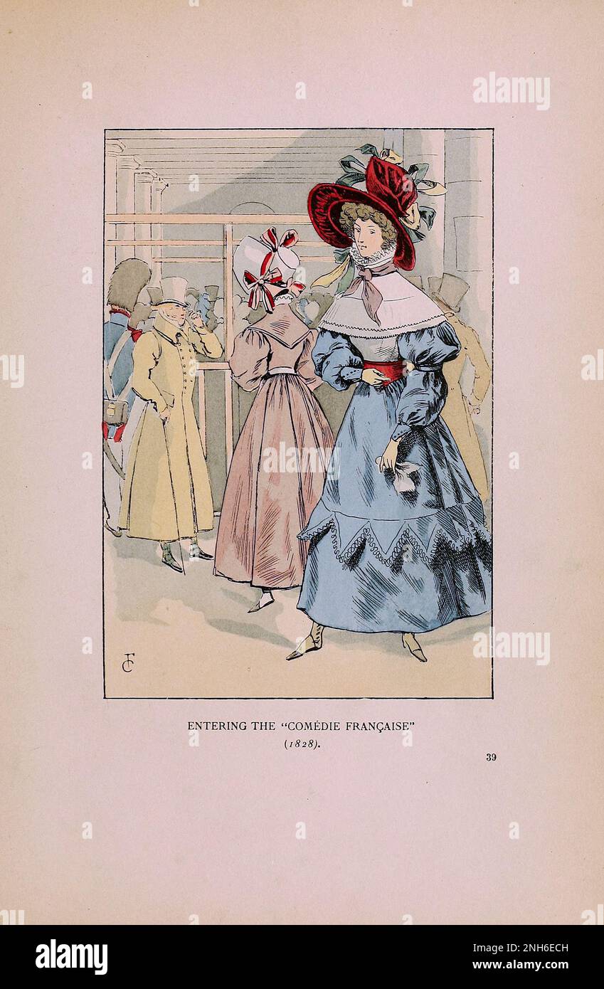 Vintage fashion in Paris. Entering the Comedie Francaise, 1828 The ...