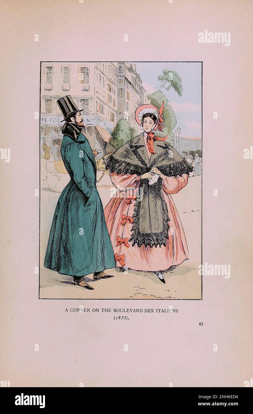 Vintage fashion in Paris. A Corner on the Boulevard des Italiens, 1833 ...