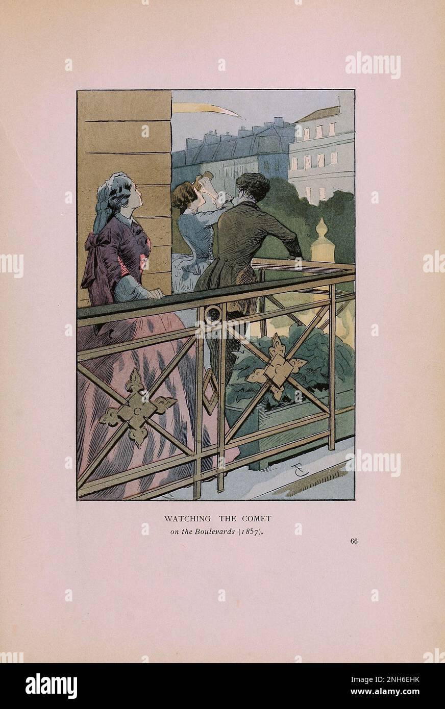 Vintage fashion in Paris. Watching the Comet. On the Boulevard, 1857 ...