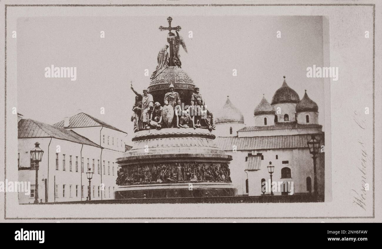 Vintage photo of Millennium Monument in Novgorod, Russia. 1870 - 1880 ...