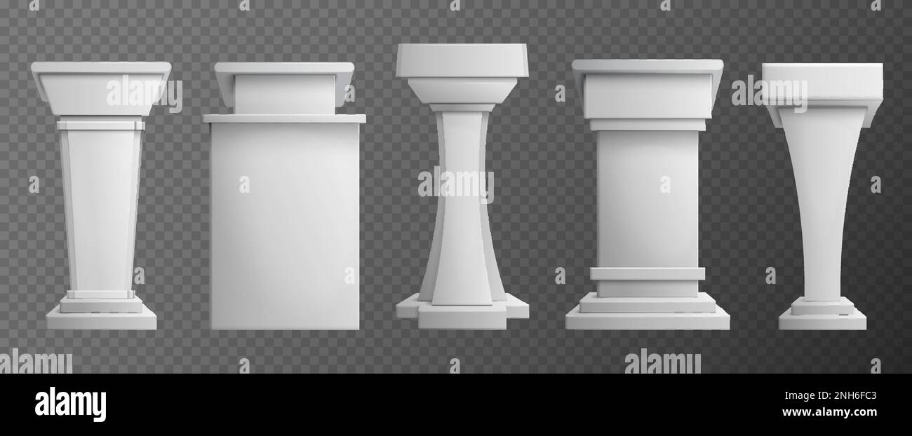 White realistic debate podium set for business presentation or ...