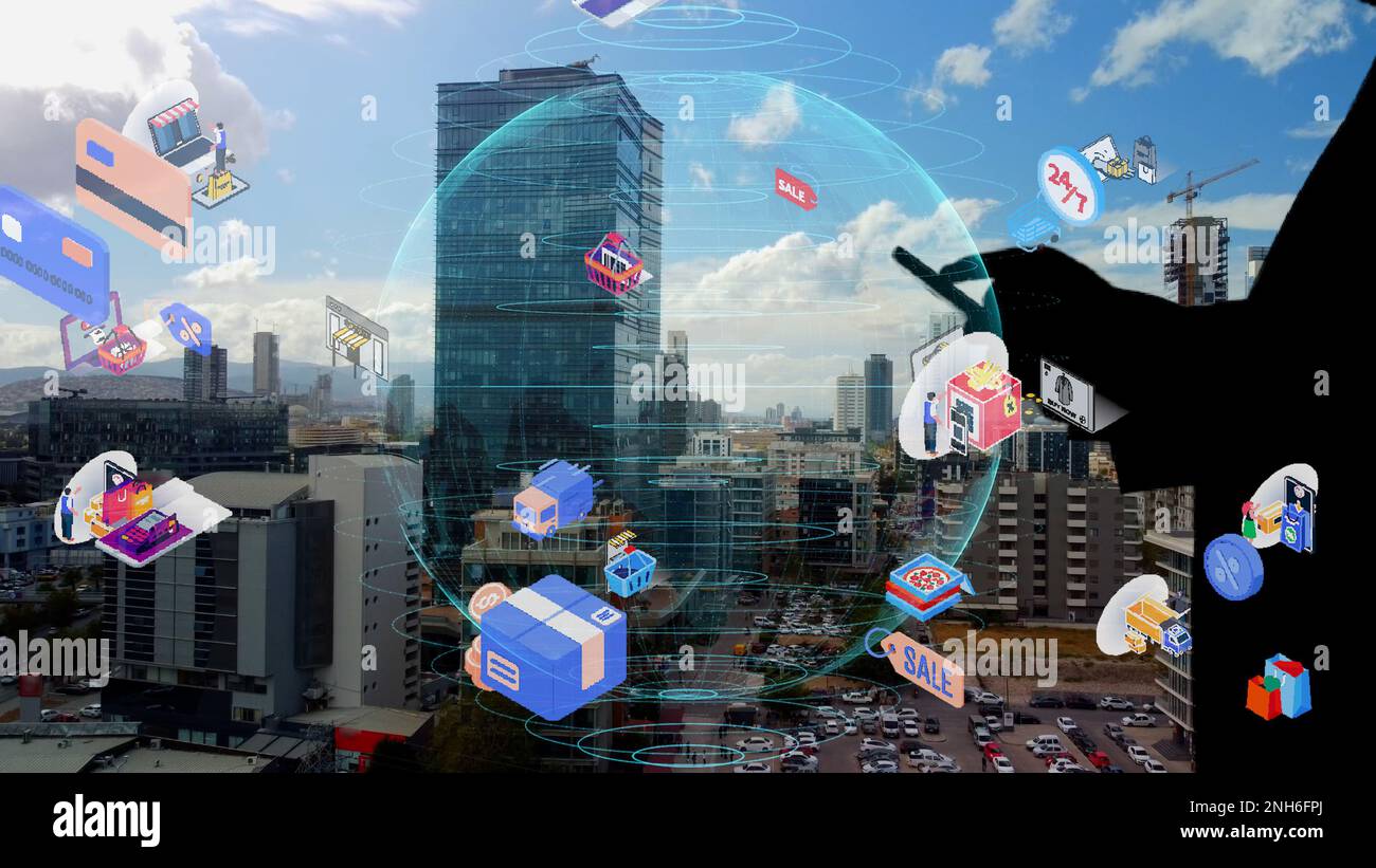 Mobile communication network concept. IoT Internet of Things Stock ...