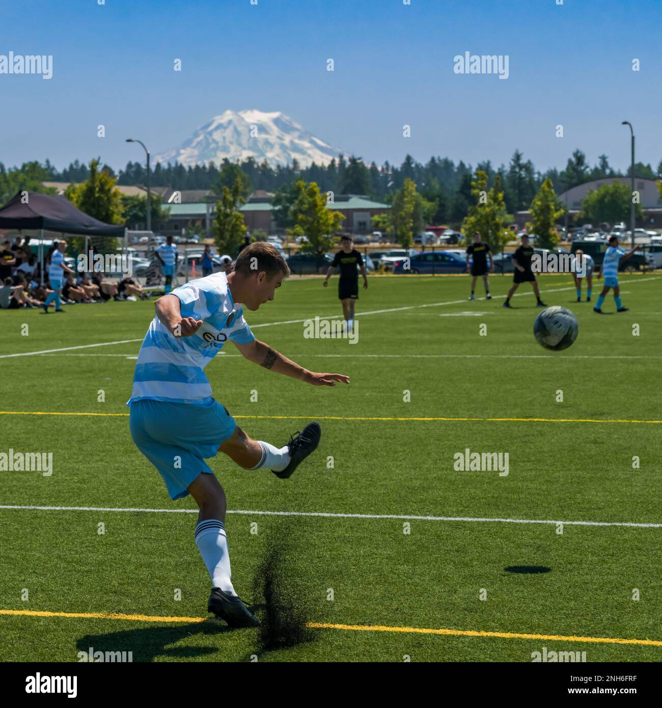 Soldiers assigned to 7th Inf. Div. compete in a soccer competition ...