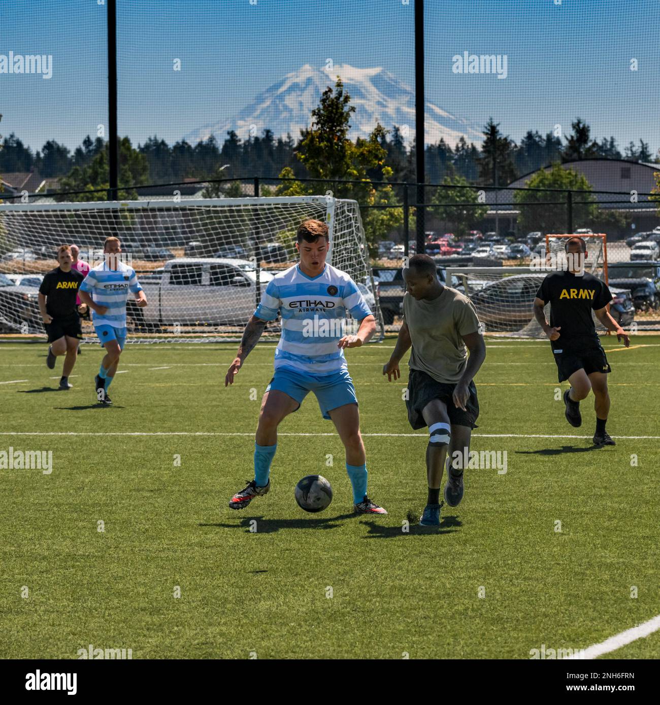 Soldiers assigned to 7th Inf. Div. compete in a soccer competition ...