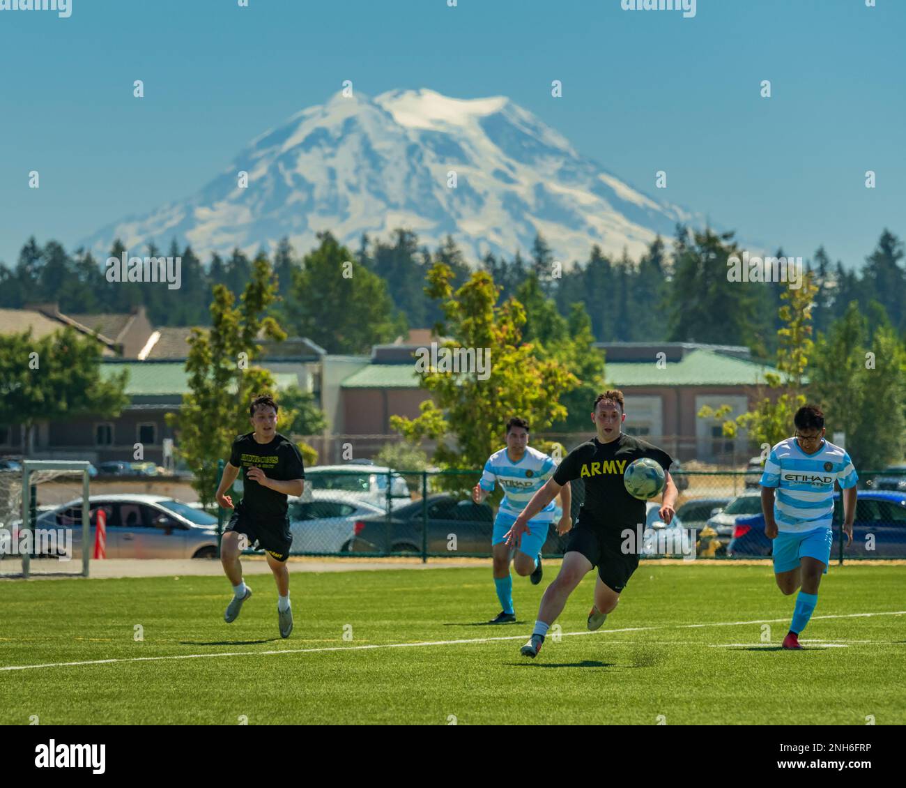 Soldiers assigned to 7th Inf. Div. compete in a soccer competition ...