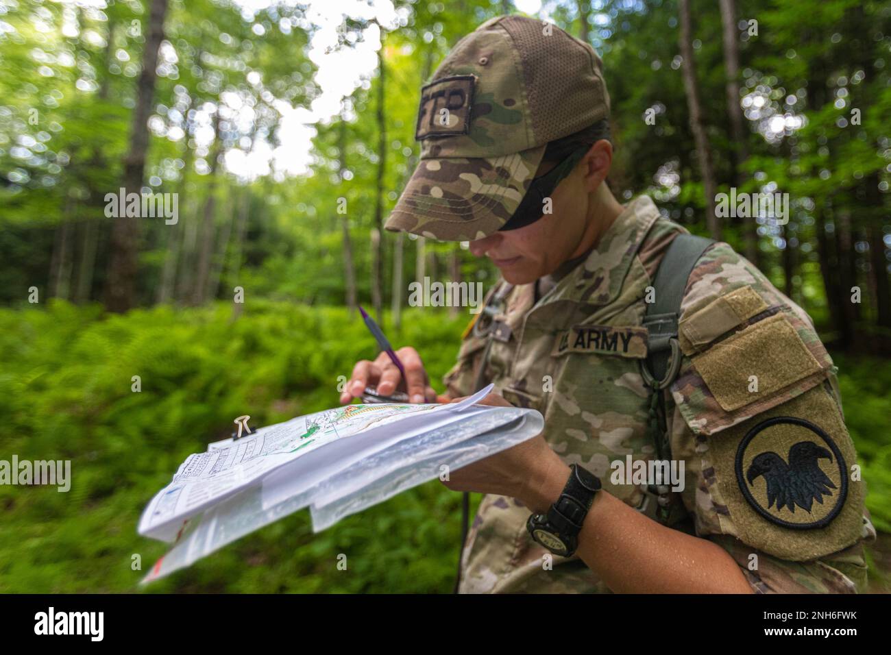 Army Reserve Capt. Danielle Rant, U.S. Army Reserve Command, checks her ...