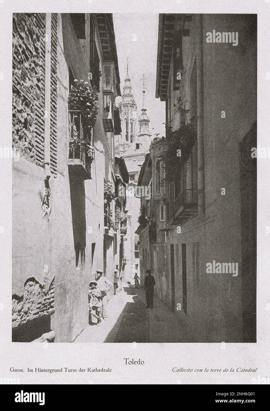 Architecture of Old Spain. Vintage photo of Toledo. Street. In the ...