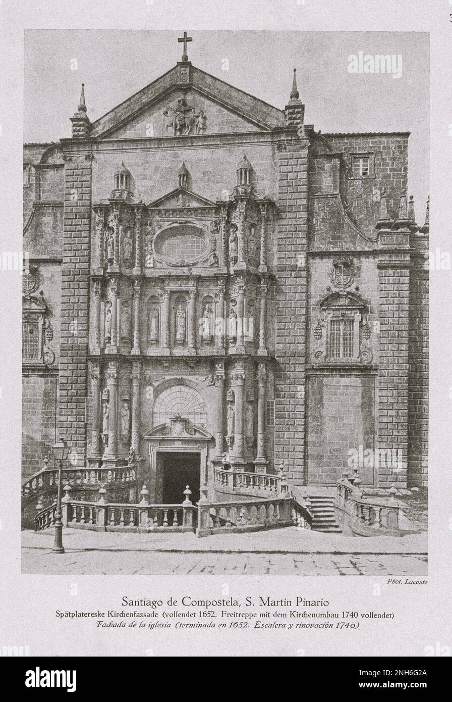 Architecture of Old Spain. Vintage photo of St. Martin Pinario in ...