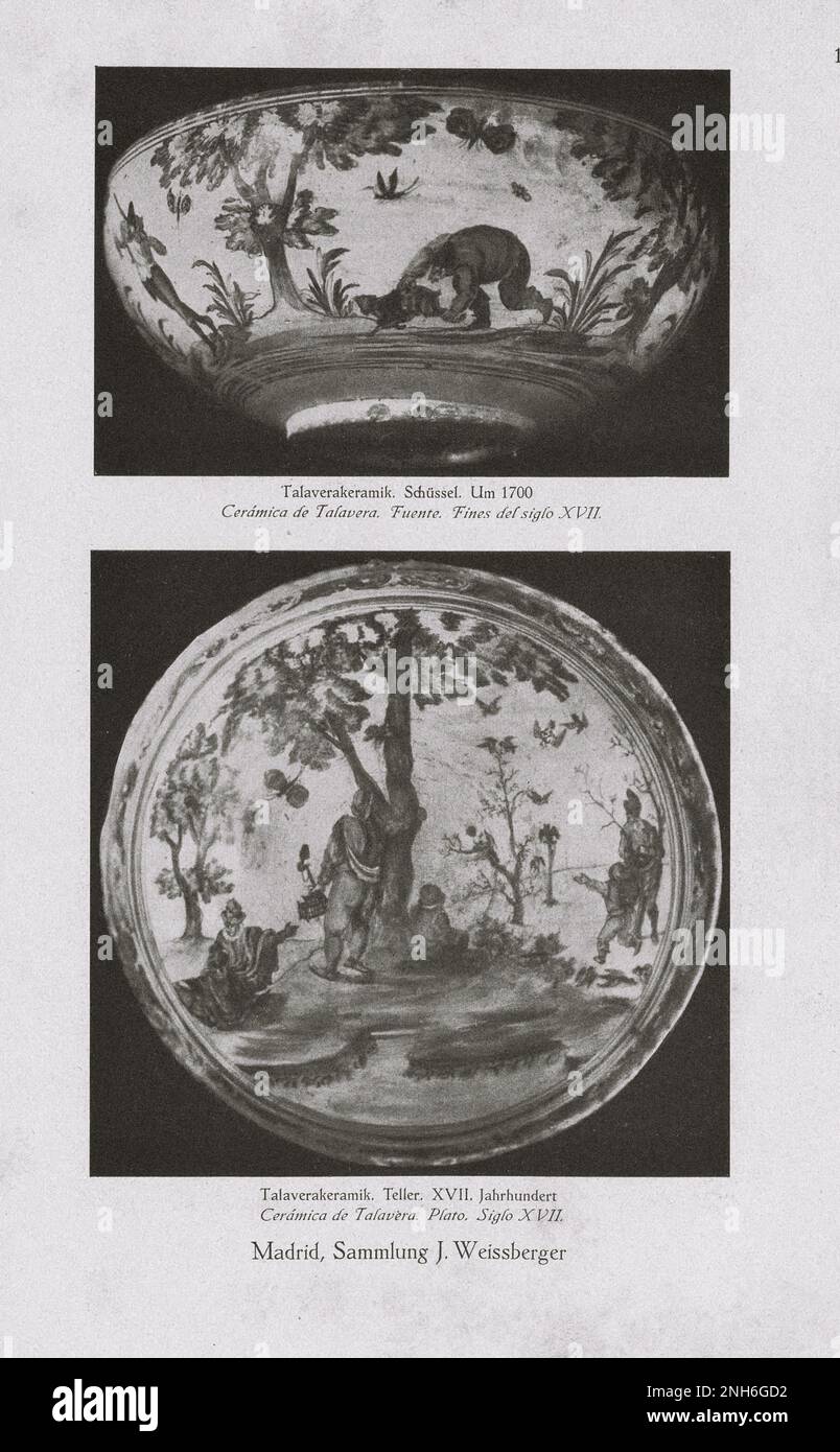 Art of Old Spain. Vintage photo of Talavera pottery (a Spanish pottery ...